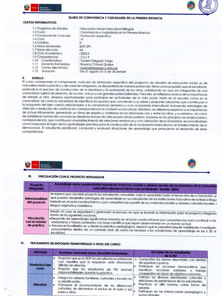 Silabo de Convivencia y Ciudadania | PDF