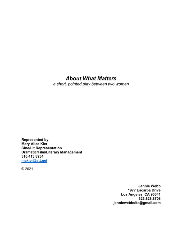 About What Matters Jennie Webb 2021 | PDF | Mystery, Thriller & Crime ...