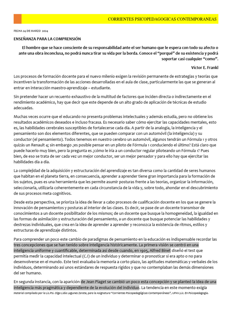 Tema 11 Corriente Psic | PDF | Aprendizaje | Enseñando