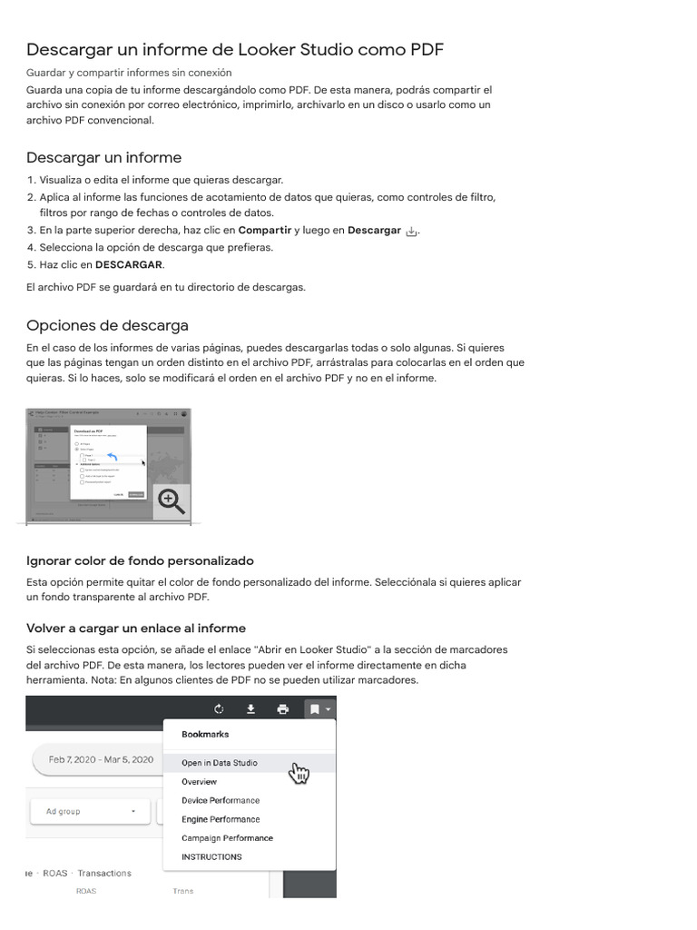 Descargar Un Informe de Looker Studio Como PDF | PDF | Archivo de ...
