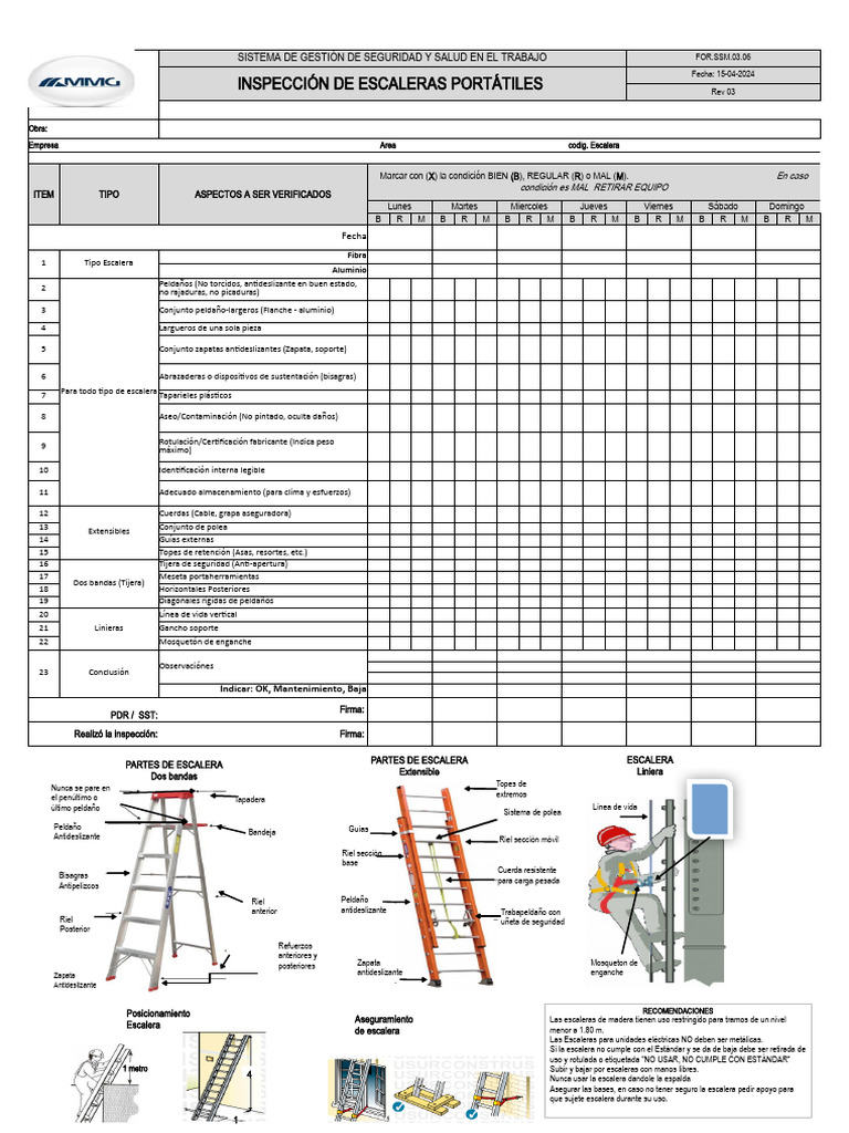 CHECK LIST DE ESCALERAS v3 | PDF | Escalera