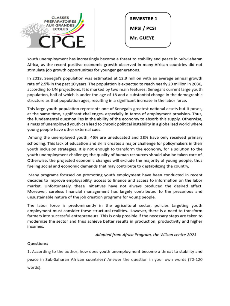 Reading Comprehension Unemployment | PDF | Unemployment | Employment