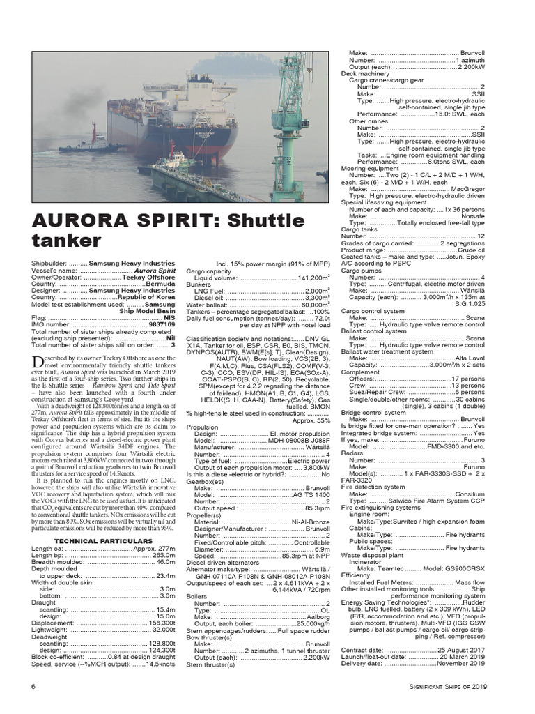 AURORA SPIRIT Shuttle Tanker | PDF | Marine Propulsion | Oil Tanker