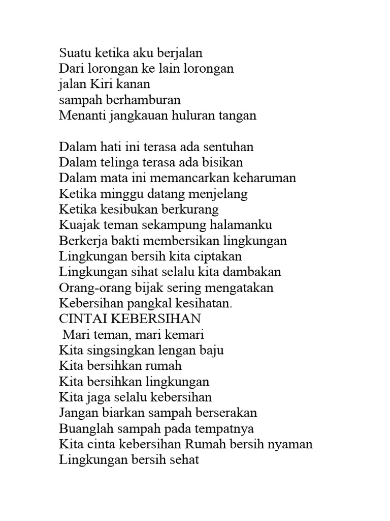 Sajak Kebersihan | PDF | Puisi | Gaya Hidup
