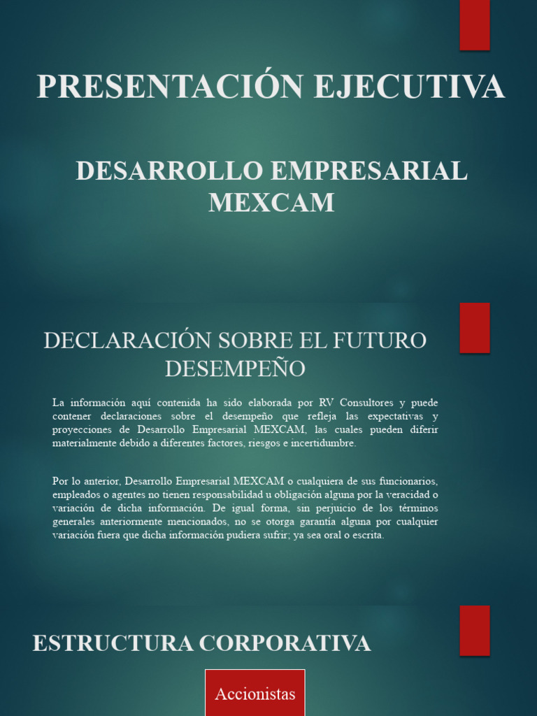 Presentación Ejecutiva | PDF | Estado de resultados | Economía Financiera