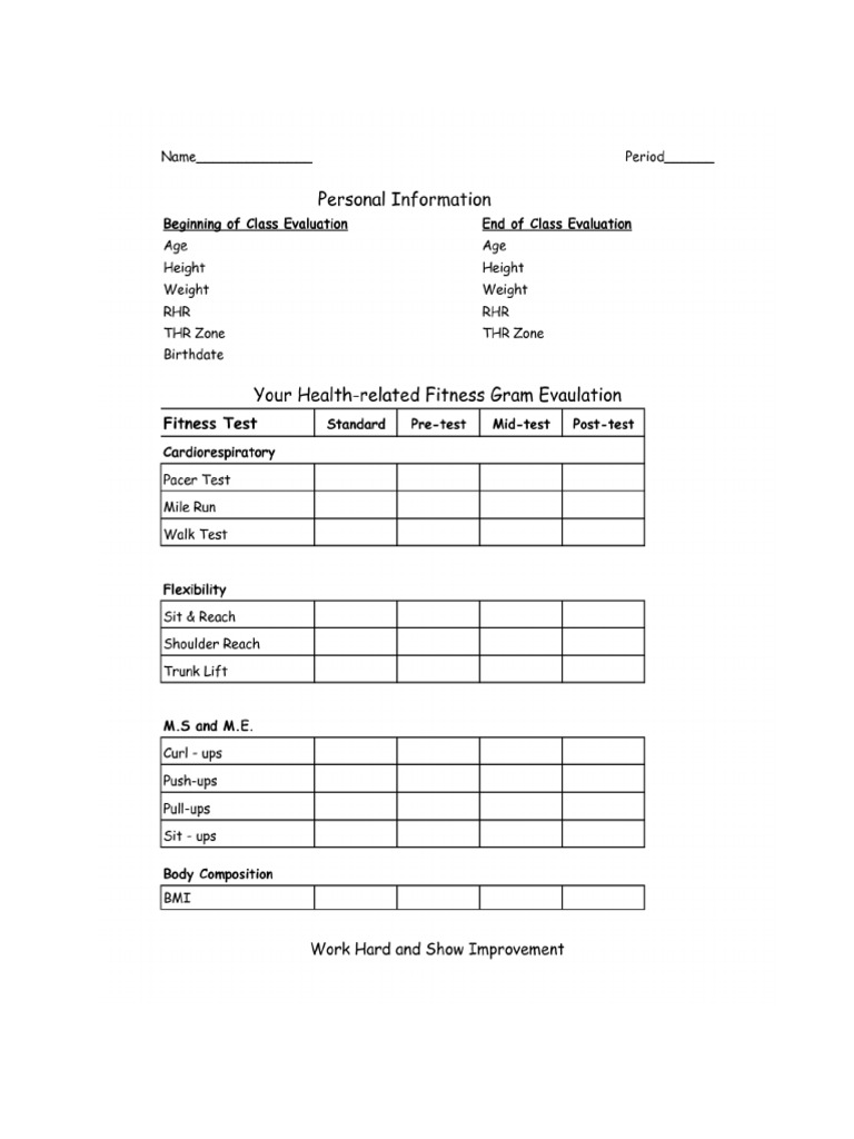 Fitnessgram Score Sheet | PDF