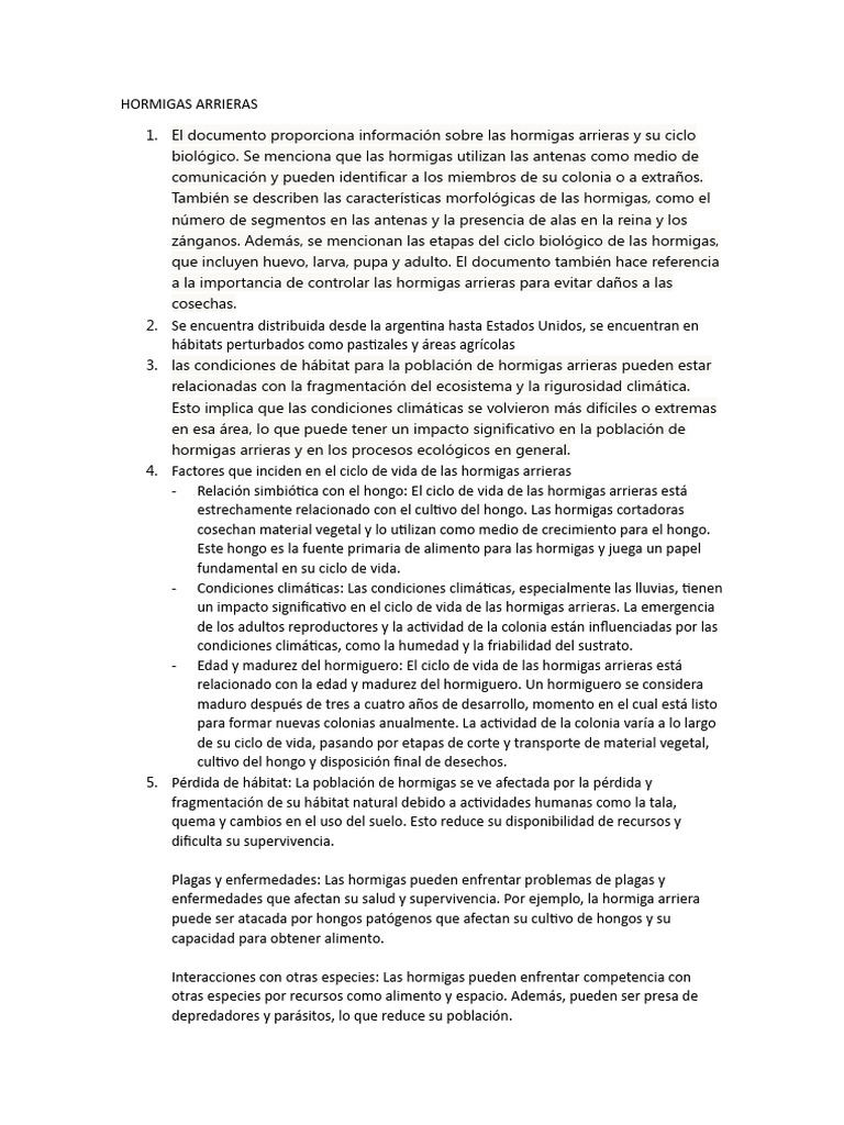 Hormigas Arrieras | PDF | Hormiga | Habitat