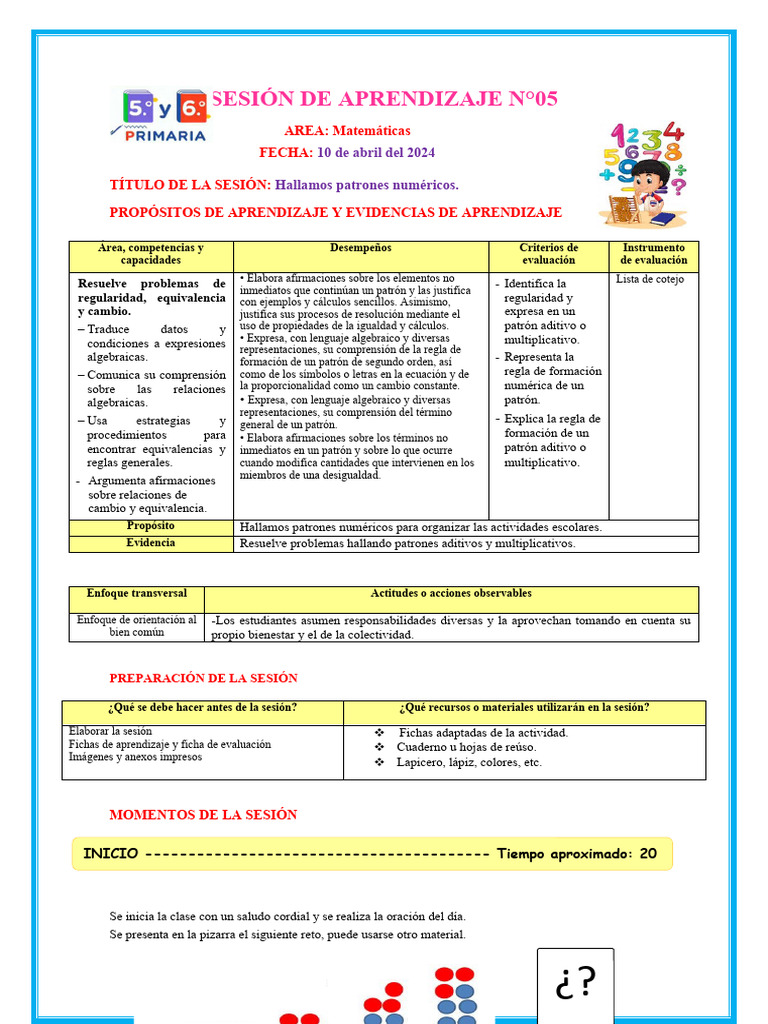 Dia 9 - Hallamos Patrones | Descargar gratis PDF | Evaluación | Aprendizaje