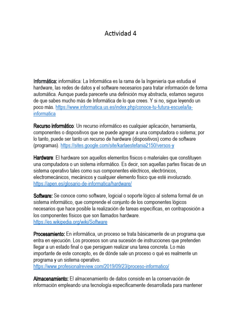Actividad 3 Glosario colaborativo | PDF | Hardware de la computadora | Informática