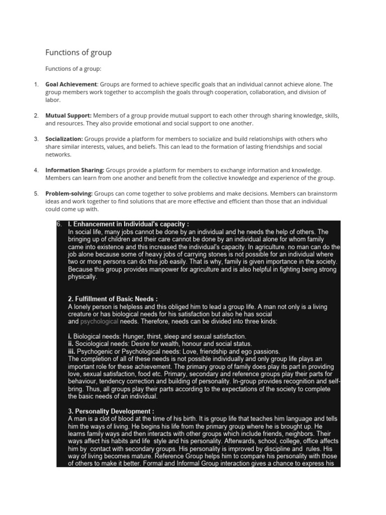 Key Functions of Social Groups | PDF | Knowledge | Traditions