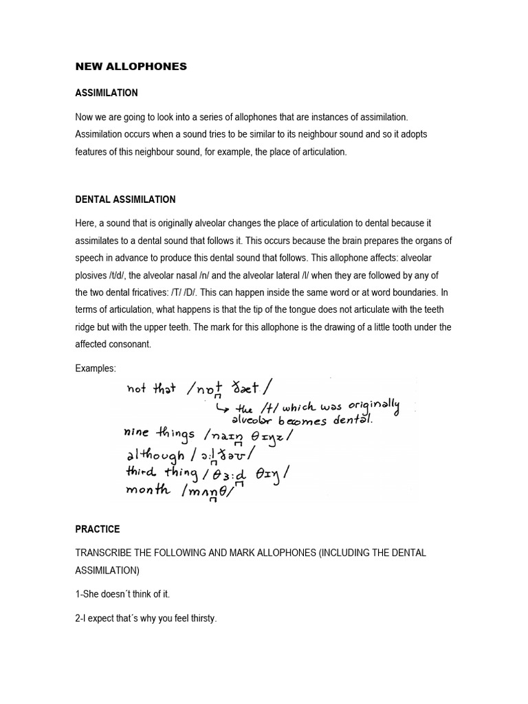 NEW ALLOPHONES - Theory and Activities | PDF | Consonant | Syllable