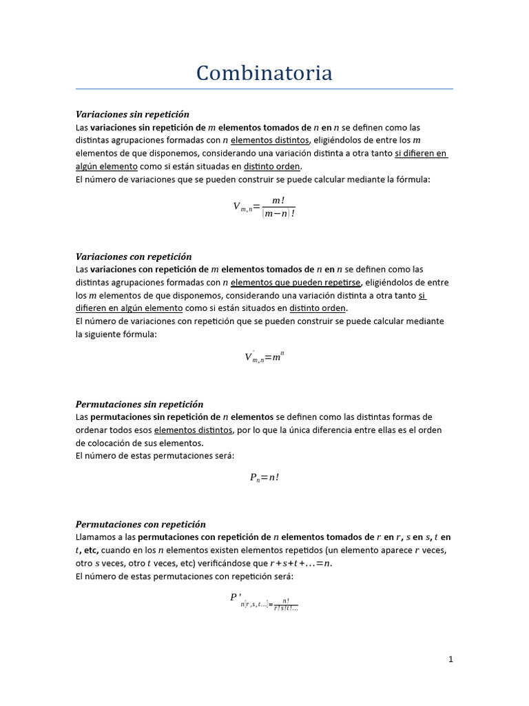 Apunte Combinatoria | PDF | Permutación | Combinatoria