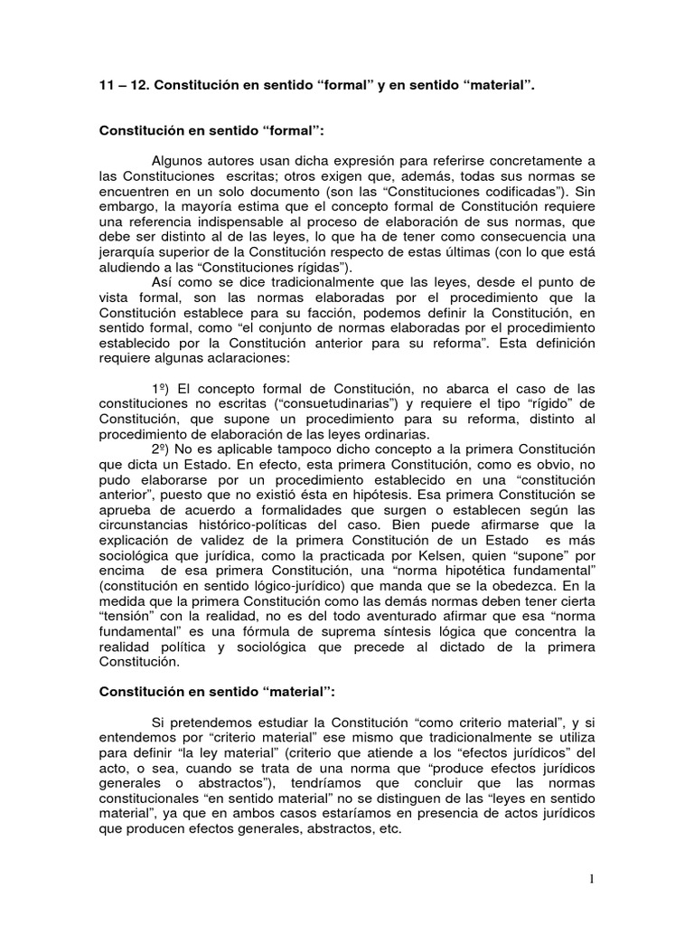 La Constitución en Sentido Formal y Material | PDF | Constitución ...