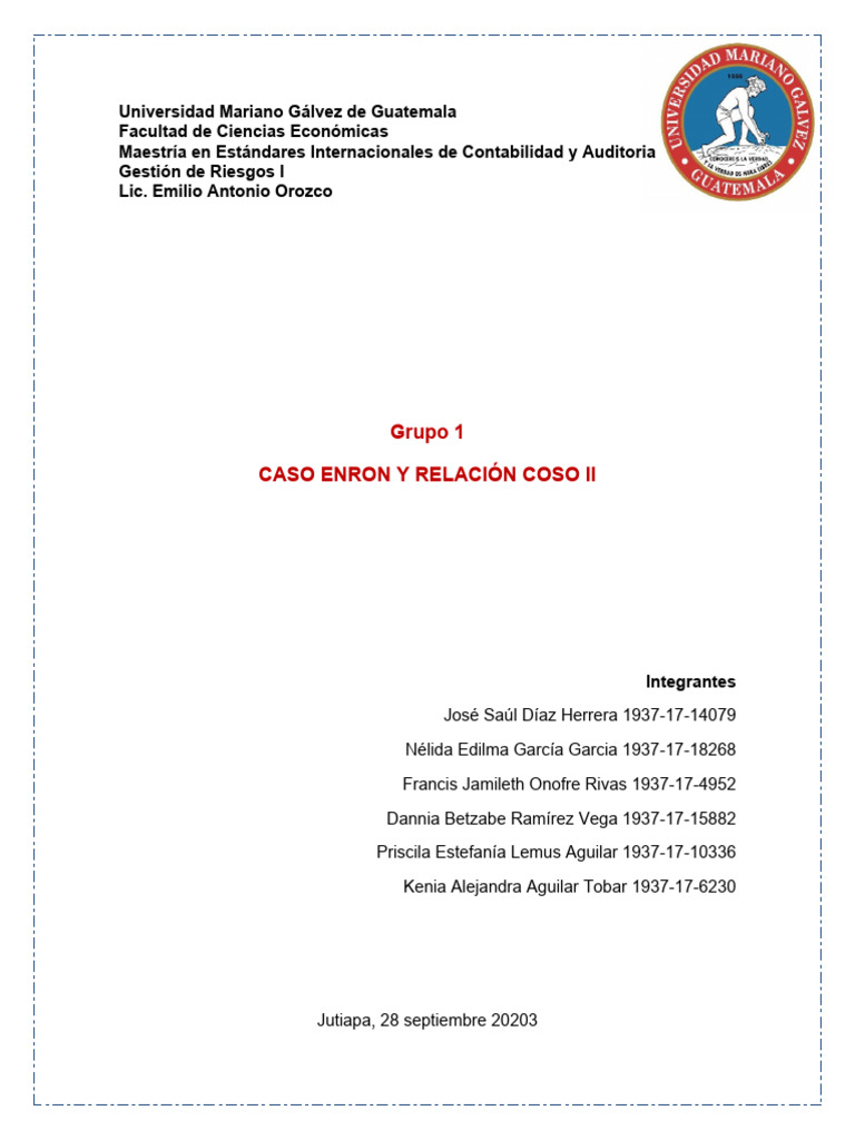 CASO ENRON Y COSO II. | PDF | Enron | Auditoría