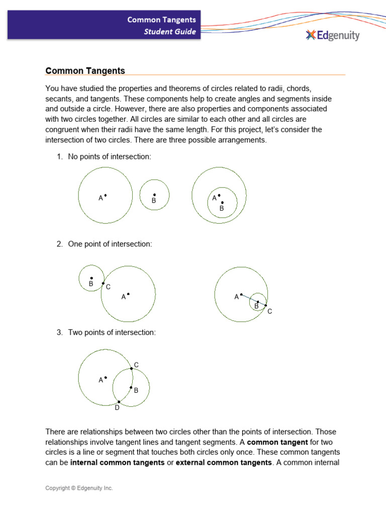 Common Tangent Project Student Guide | PDF | Trigonometric Functions | Triangle