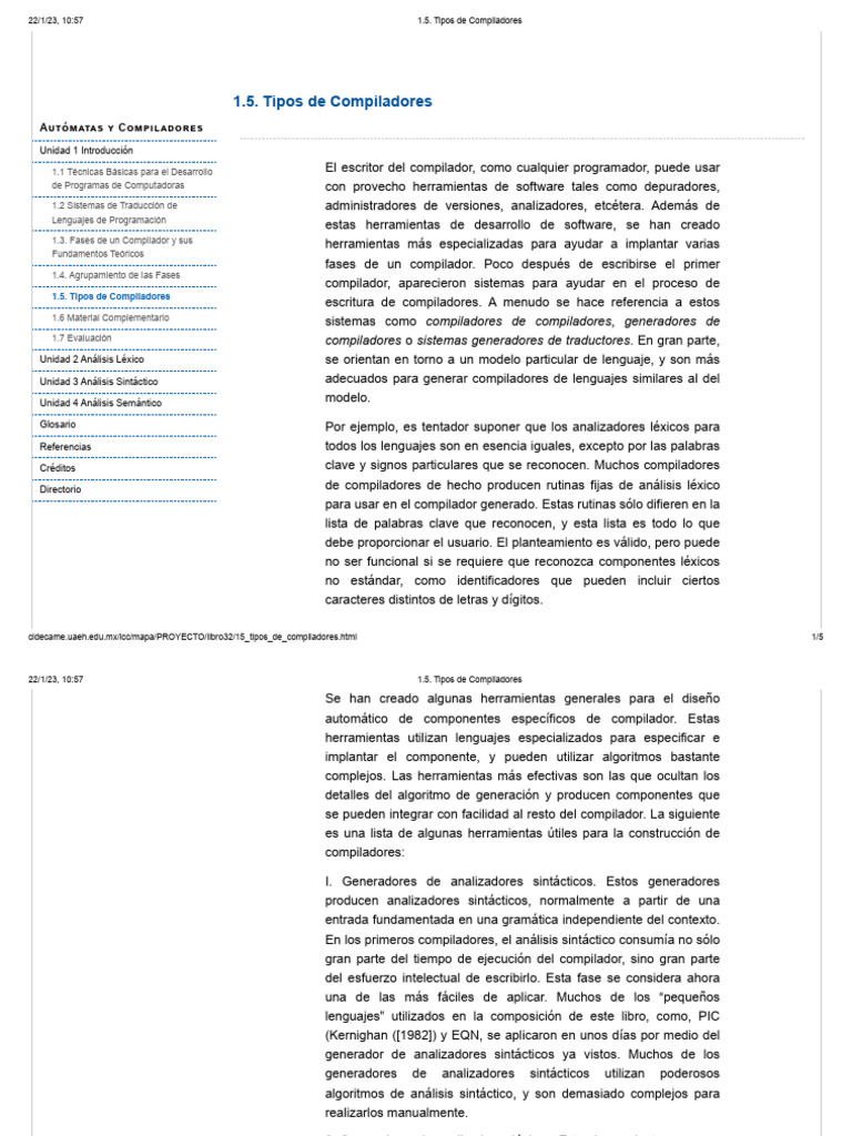 1.5. Tipos de Compiladores | PDF | Compilador | Analizando