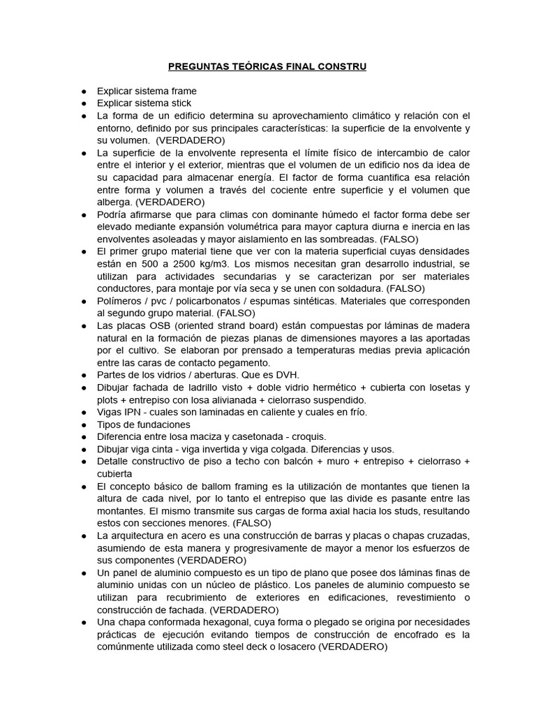 Preguntas Teóricas Final Constru | PDF | Fundación profunda | pared