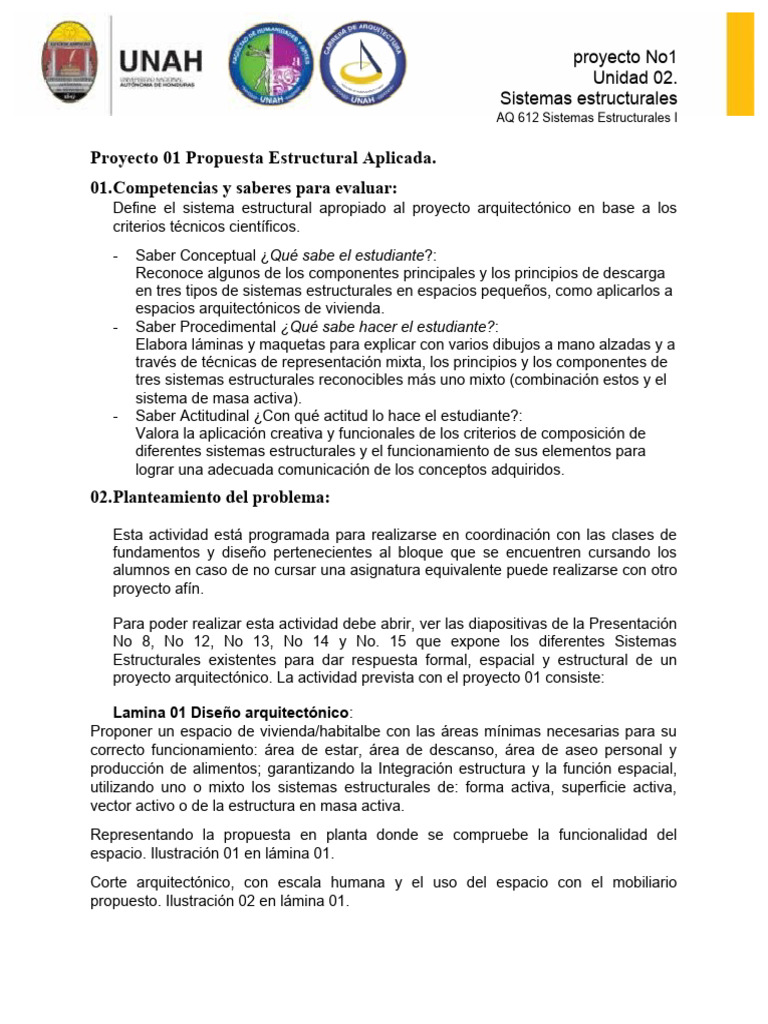 Proyecto 01 - Propuesta Estructural Aplicada. | PDF | Diseño