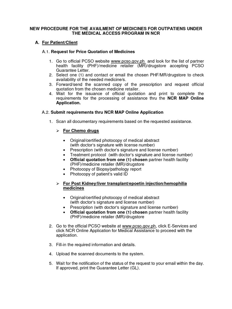 MAP NCR New Medicine Procedure For Outpatient 2021-09-28 | PDF ...