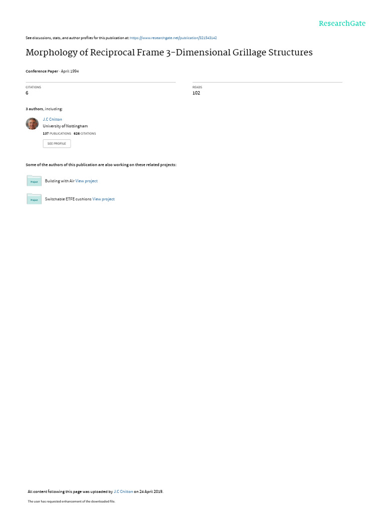 Morphology of Reciprocal Frame 3-Dimensional Grillage Structures | PDF | Beam (Structure ...