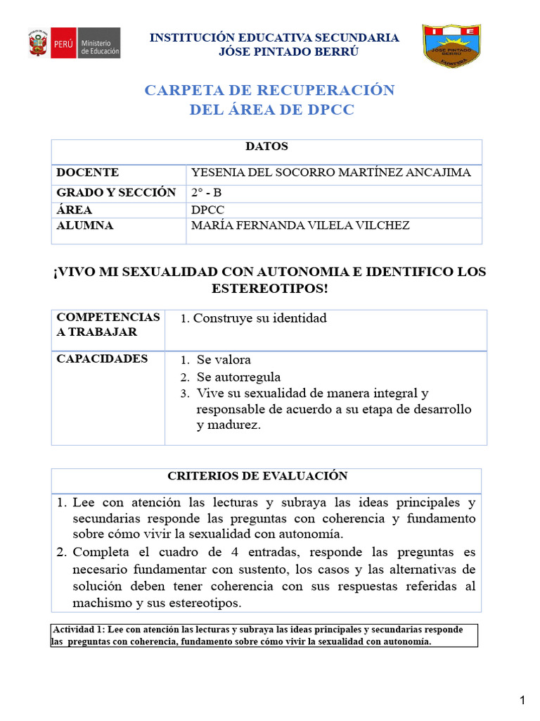 Carpeta Recup. DPCC 2° | PDF | Derechos humanos | Machismo