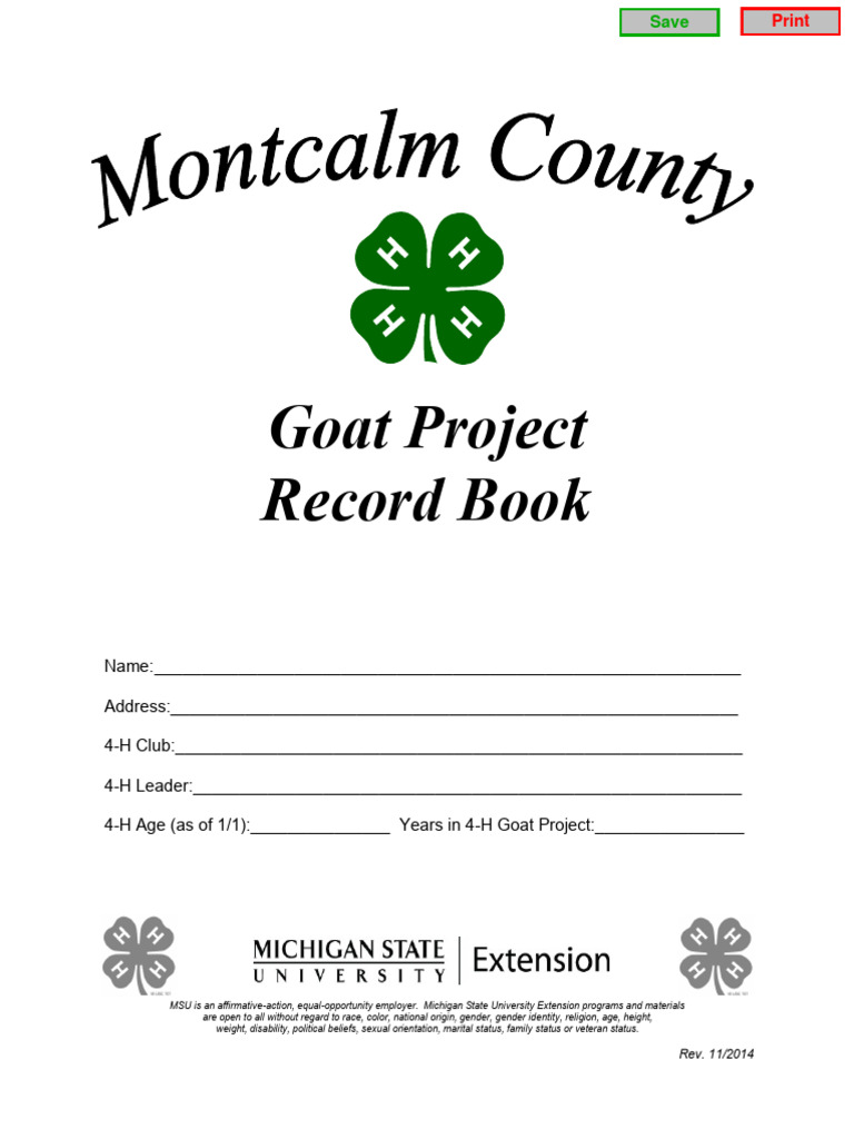 4-H Goat Project Record Book | PDF | Goat | Sheep