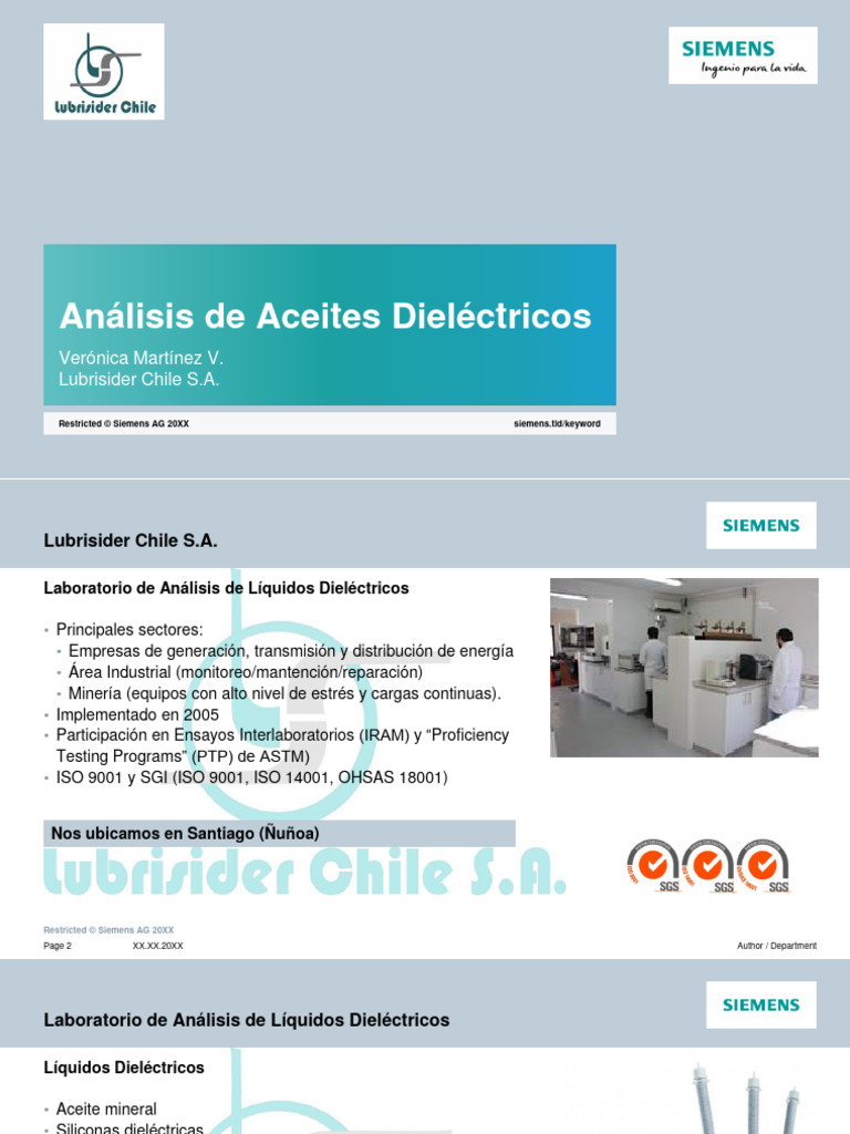 Análisis de Aceites Dieléctricos en Chile | PDF | Materiales ...