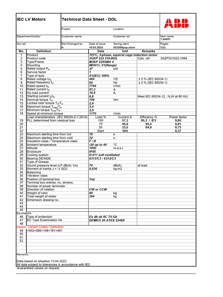 ABB Motor Data RH | PDF | Electricity | Electrical Engineering