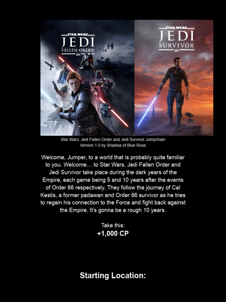 Jedi Fallen Order JumpChain | PDF | Sith | Jedi