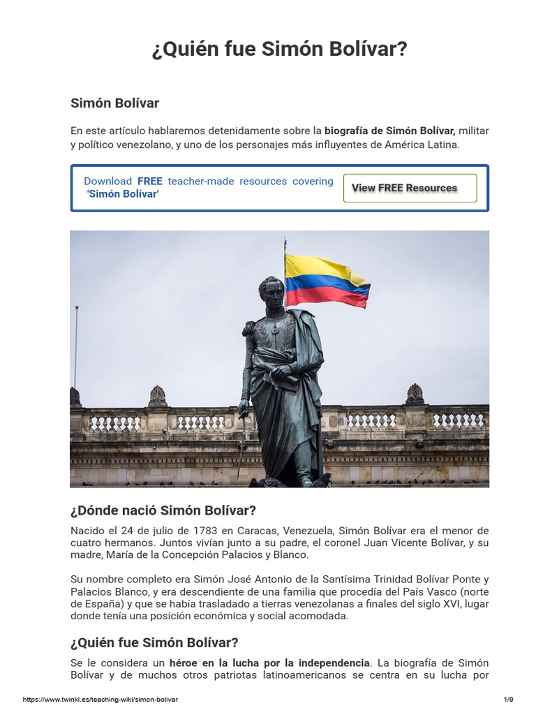 Biografía de Simón Bolívar: El Libertador | PDF | Venezuela