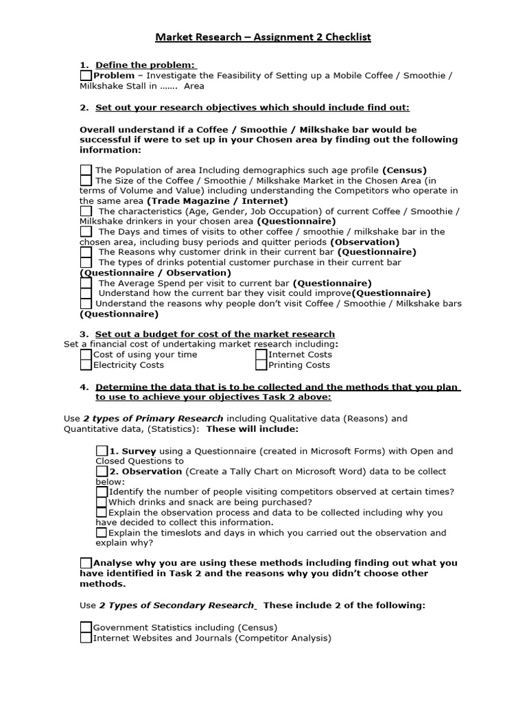 Assignment 2 - Checklist | PDF | Survey Methodology | Sampling (Statistics)