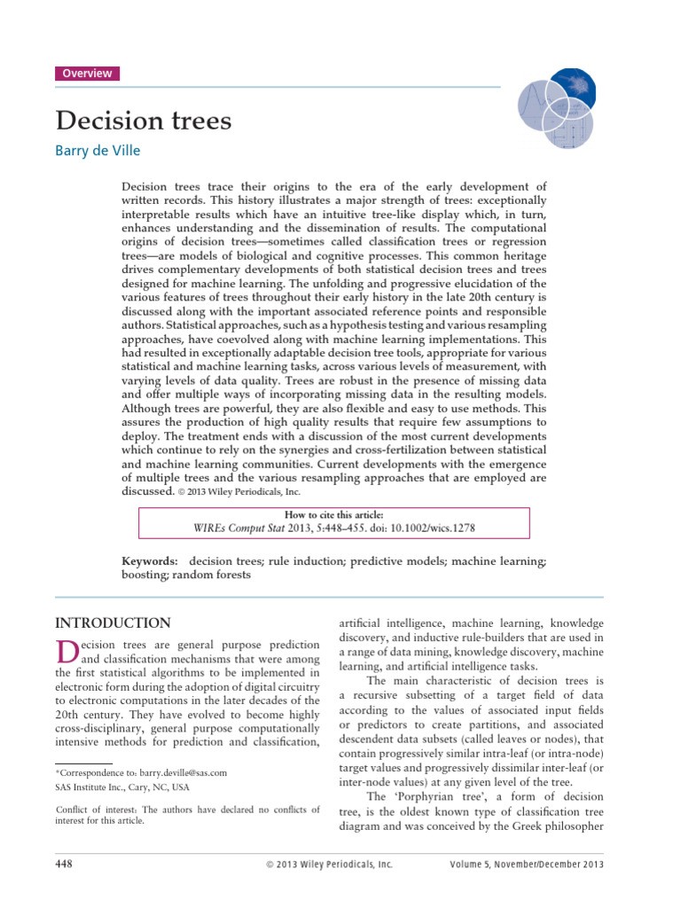Decision Trees: Stats and Applications | PDF | Machine Learning ...