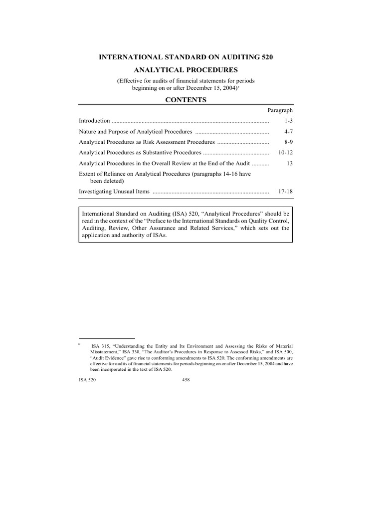 ISA 520: Analytical Procedures Guide | PDF | Audit | Financial Audit