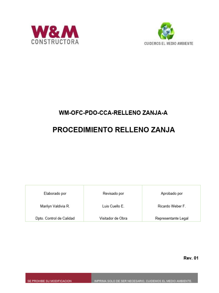 Wm-Ofc-Pdo-Relleno Zanja-A | PDF | Protector solar