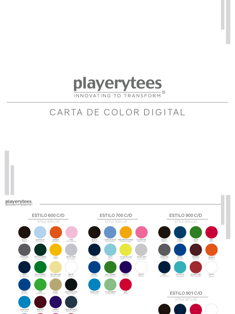Carta de Colores Playerytees 2024 | PDF | Hojas de estilo en cascada ...