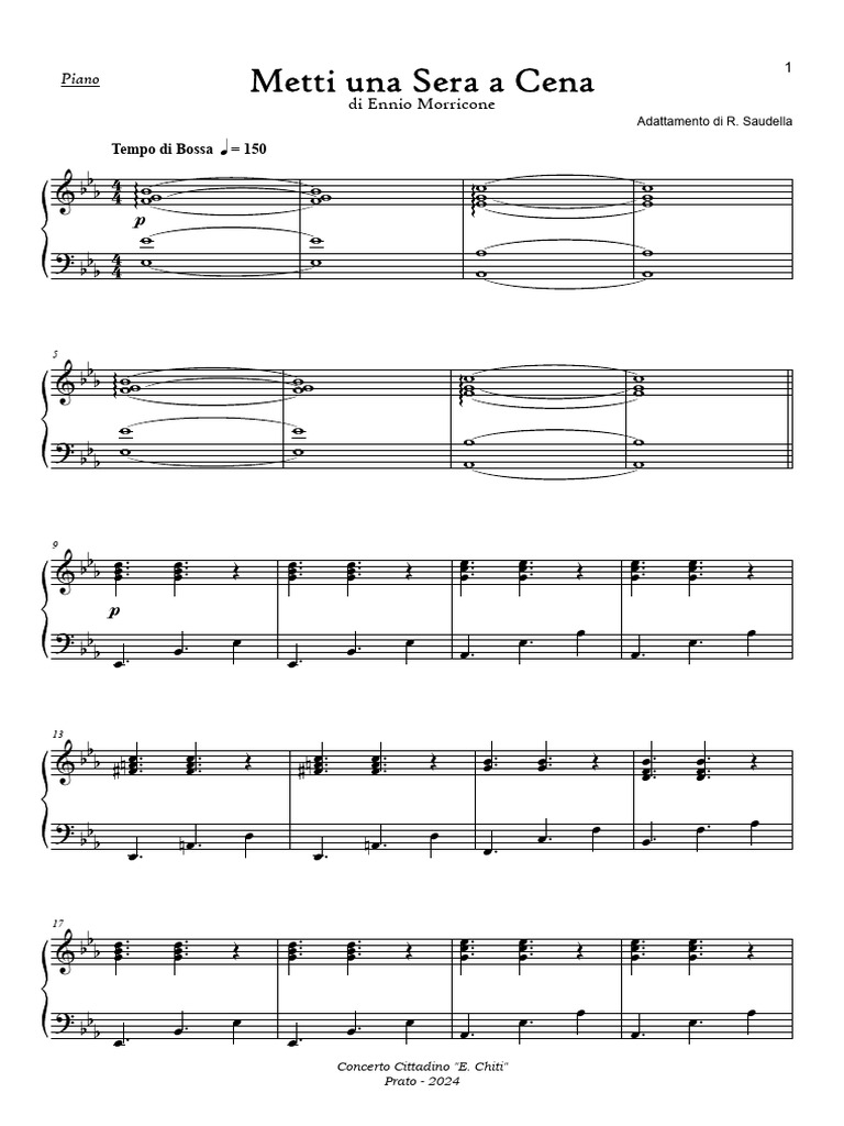 METTI UNA SERA A CENA - Piano | PDF
