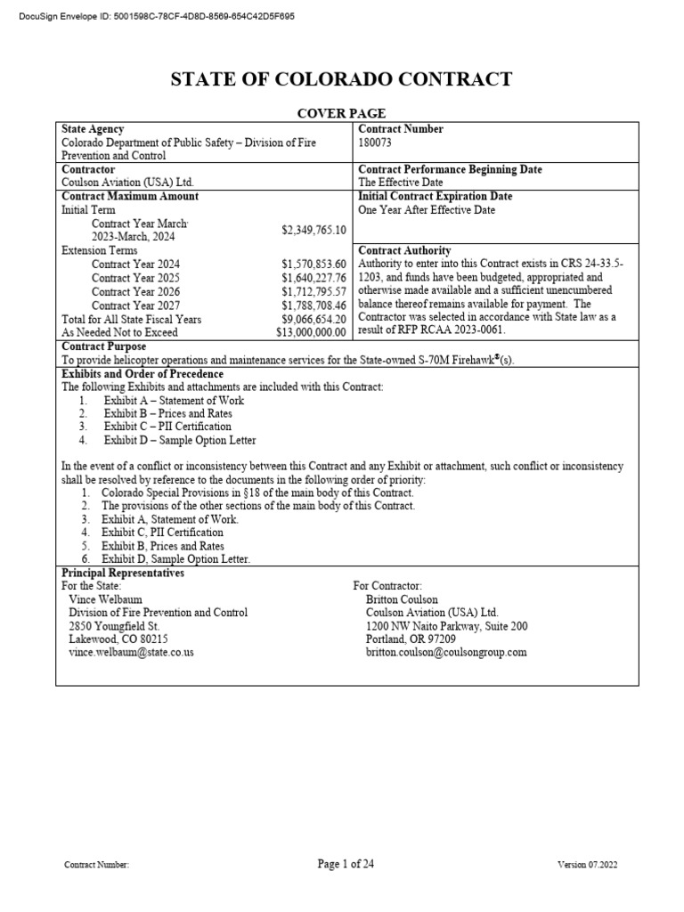 Dfpc-Coulson Aviation (Usa) Ltd. Fully Executed 2023 03 16 | PDF | Non ...