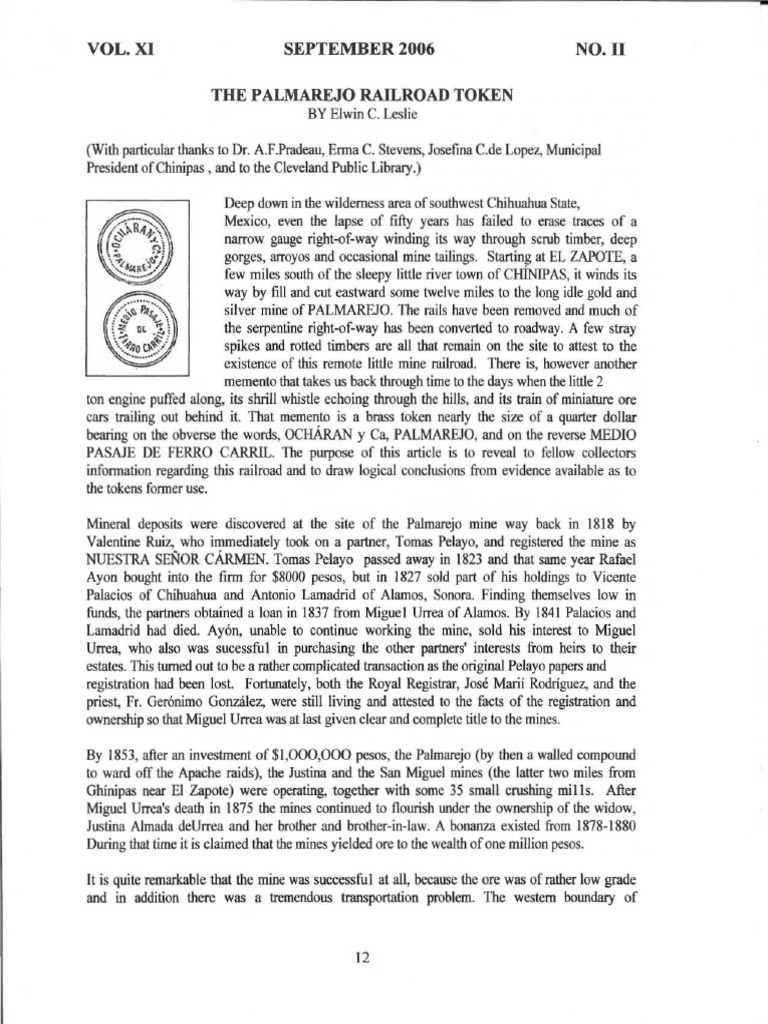 Palmarejo Railroad Token | PDF | Mining | Rail Transport