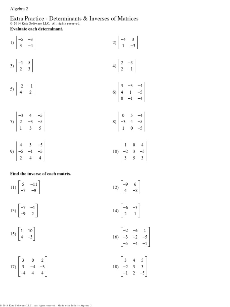 mix of 2x2 and 3x3 matrices | PDF | Determinant | Linear Algebra