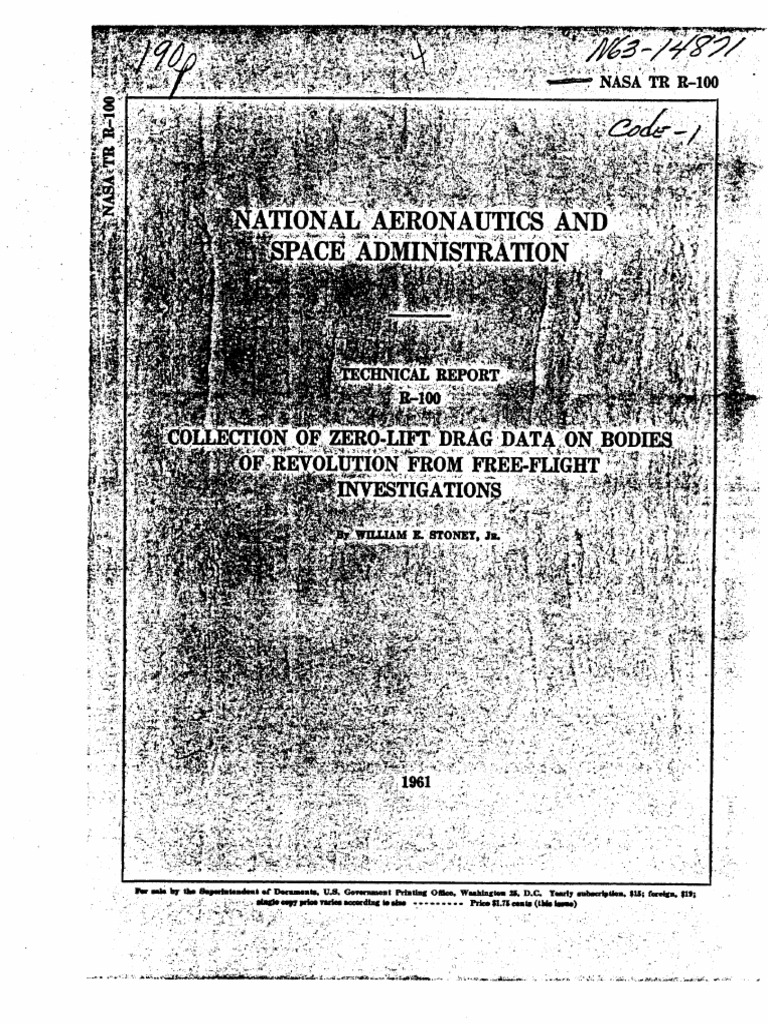 Nasa TR R-100 | PDF | Drag (Physics) | Mach Number