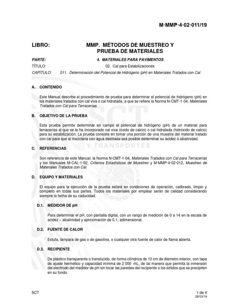 M-MMP-4!02!011-19 PH A Materiales Tratados Con Cal | PDF | Lima (Material) | Ph