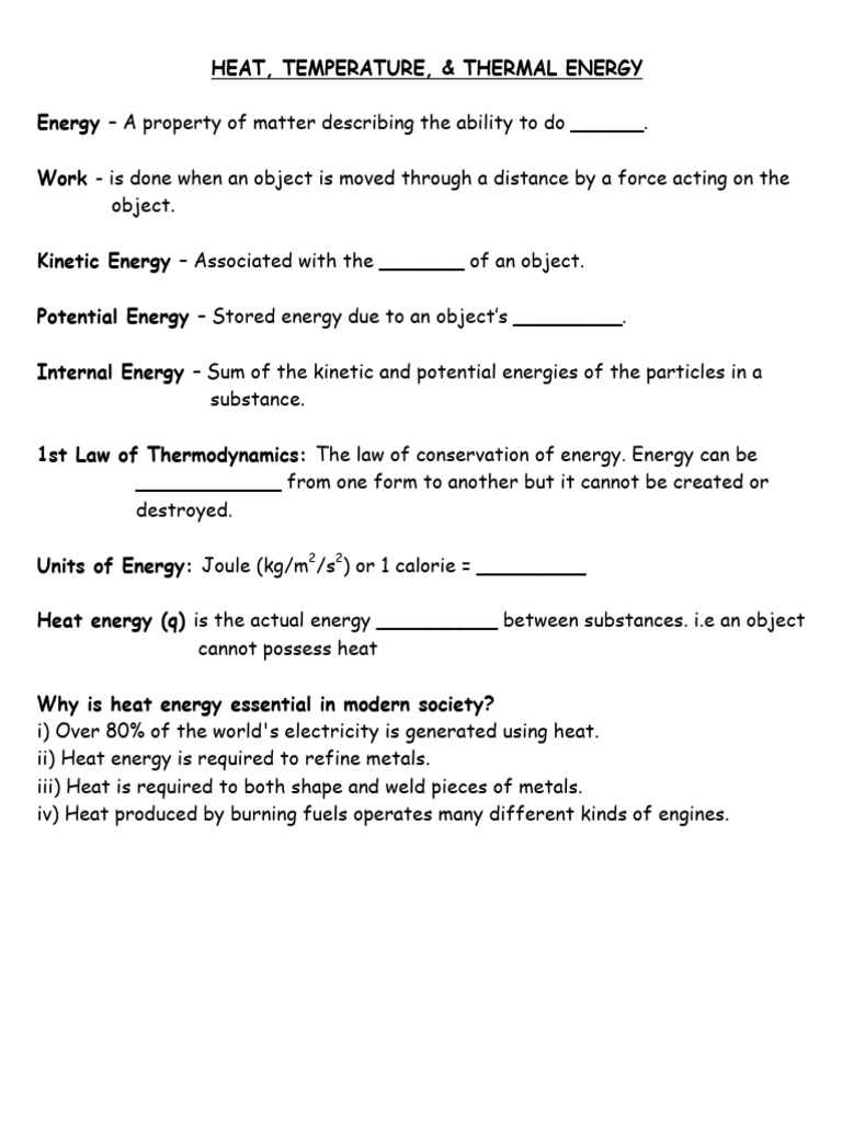 Energy Rates Student Notes 11 | PDF | Reaction Rate | Heat