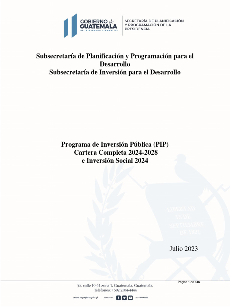 Programa de Inversion Publica 2024 | PDF | Infraestructura | Presupuesto