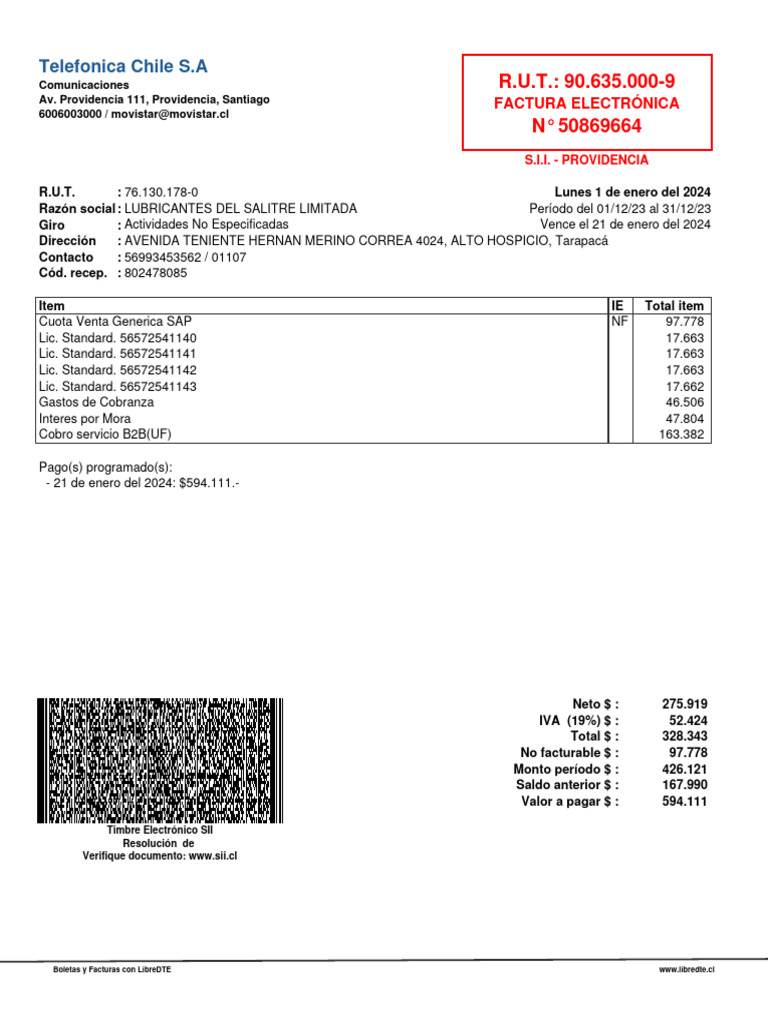 LibreDTE 76130178 Intercambio 7831 | PDF