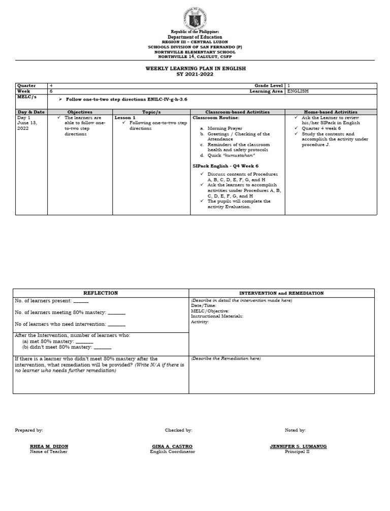 WLP English 1 Q4 Week-6 | PDF | Learning | Behavior Modification