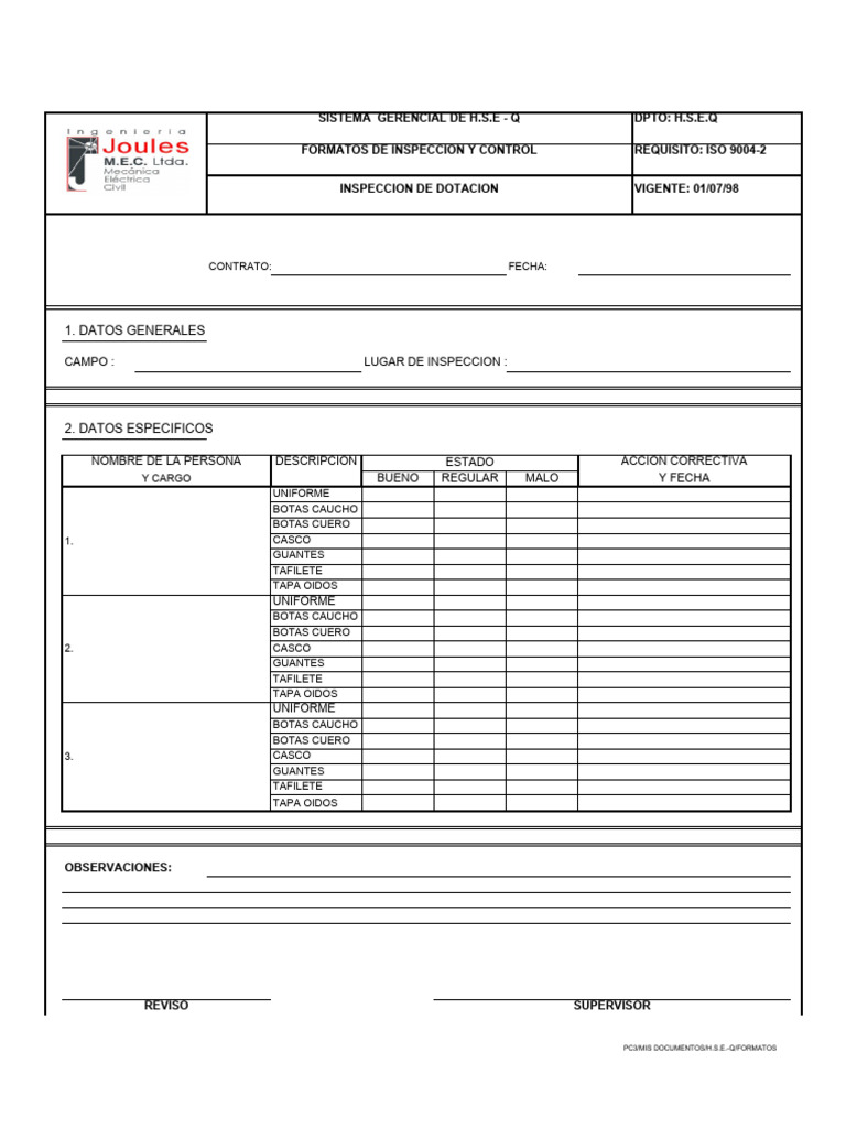 SGSST-FOR-006 FORMATO PARA EL REPORTE DE ACTOS Y CONDICIONES INSEGURAS ...