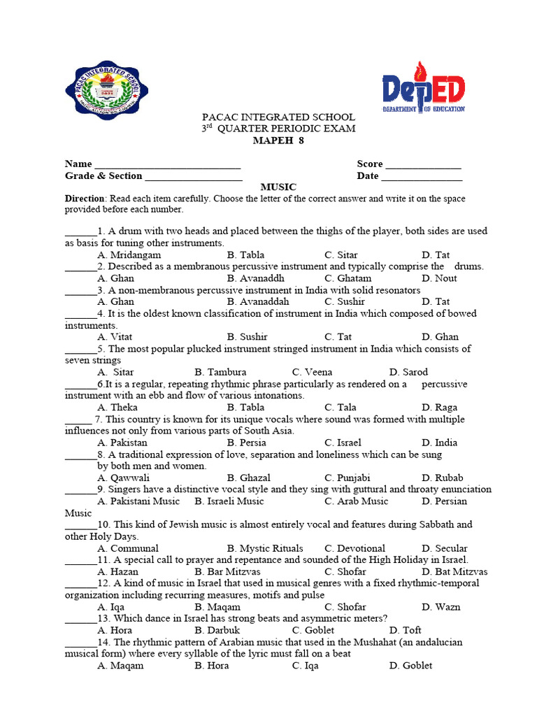 Mapeh Grade 8 Third Quarter | PDF | Pathogen | Chess