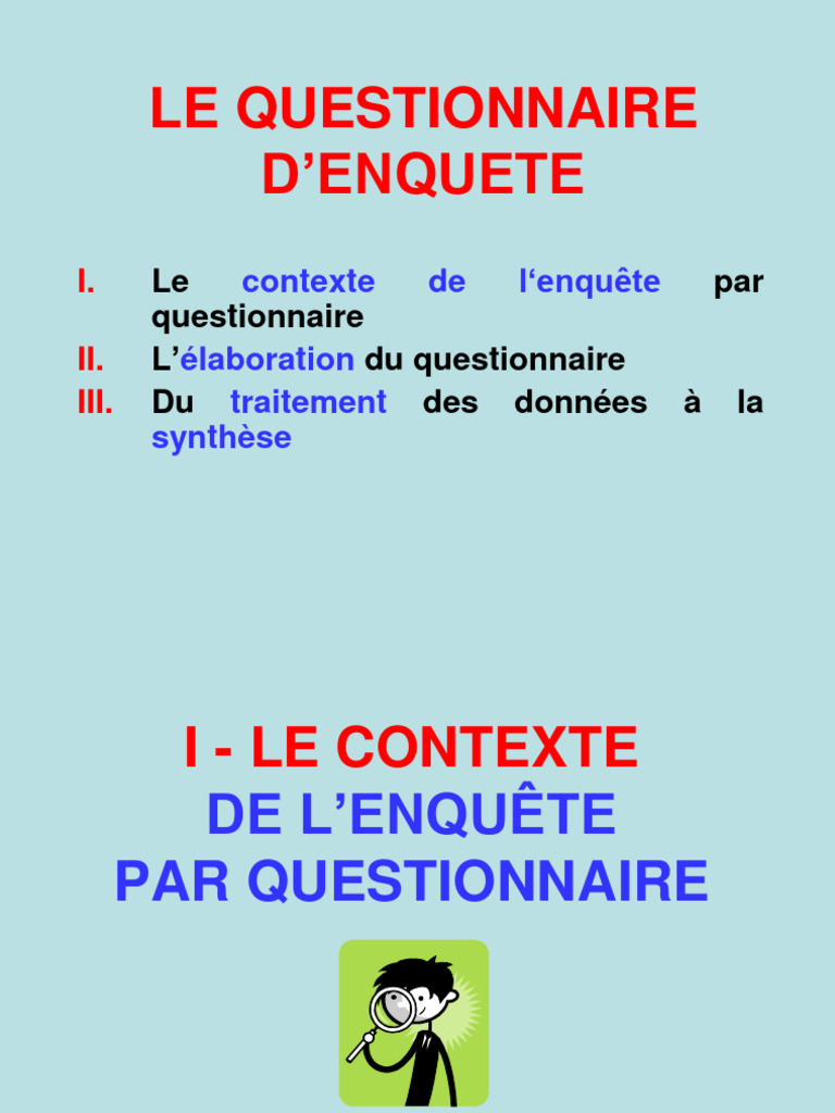 Élaboration et Analyse d'un Questionnaire | PDF | Questionnaire