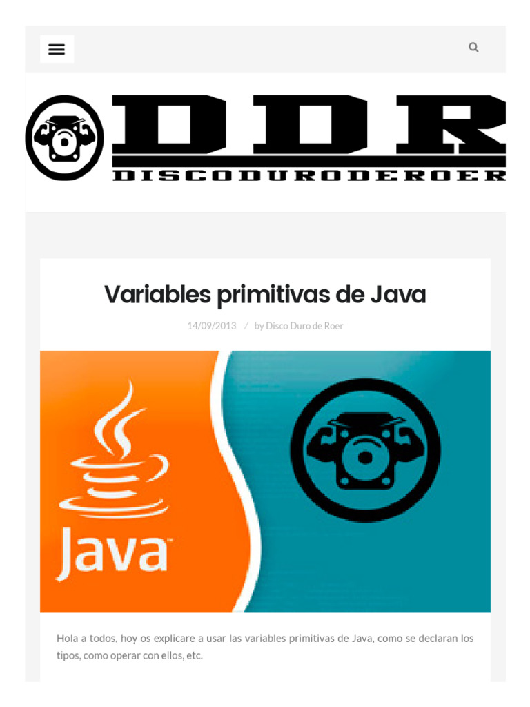1 Variables Primitivas De Java Disco Duro De Roer Leido Pdf 