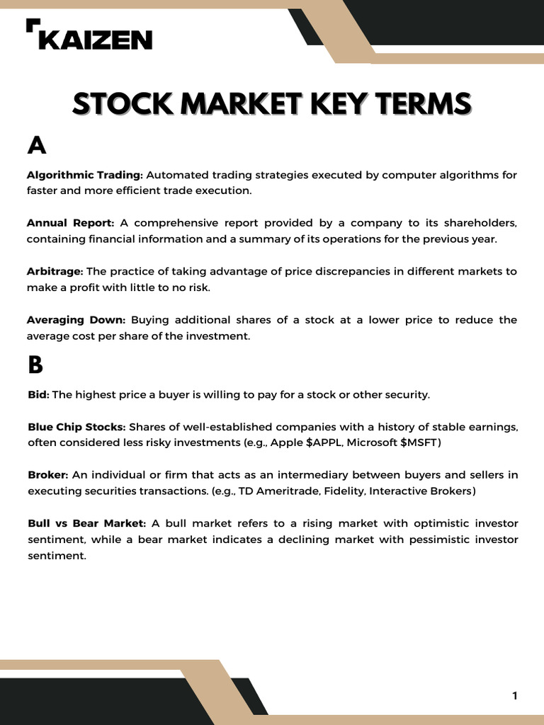 Stock Market Key Terms | PDF | Margin (Finance) | Stocks